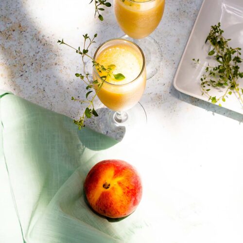 Frozen Peach Bellini Mocktail - Food Banjo