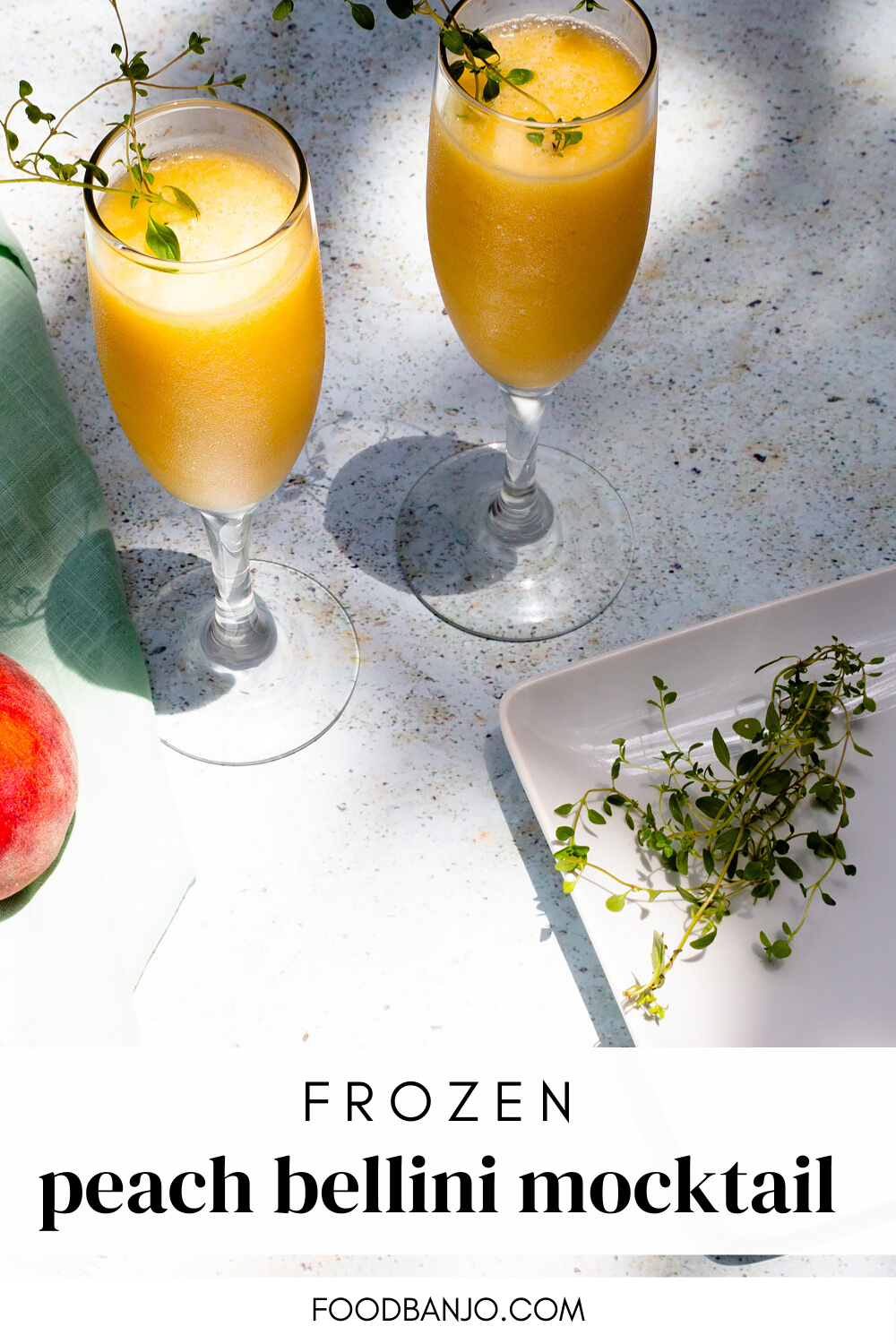 Frozen Peach Bellini Mocktail - Food Banjo