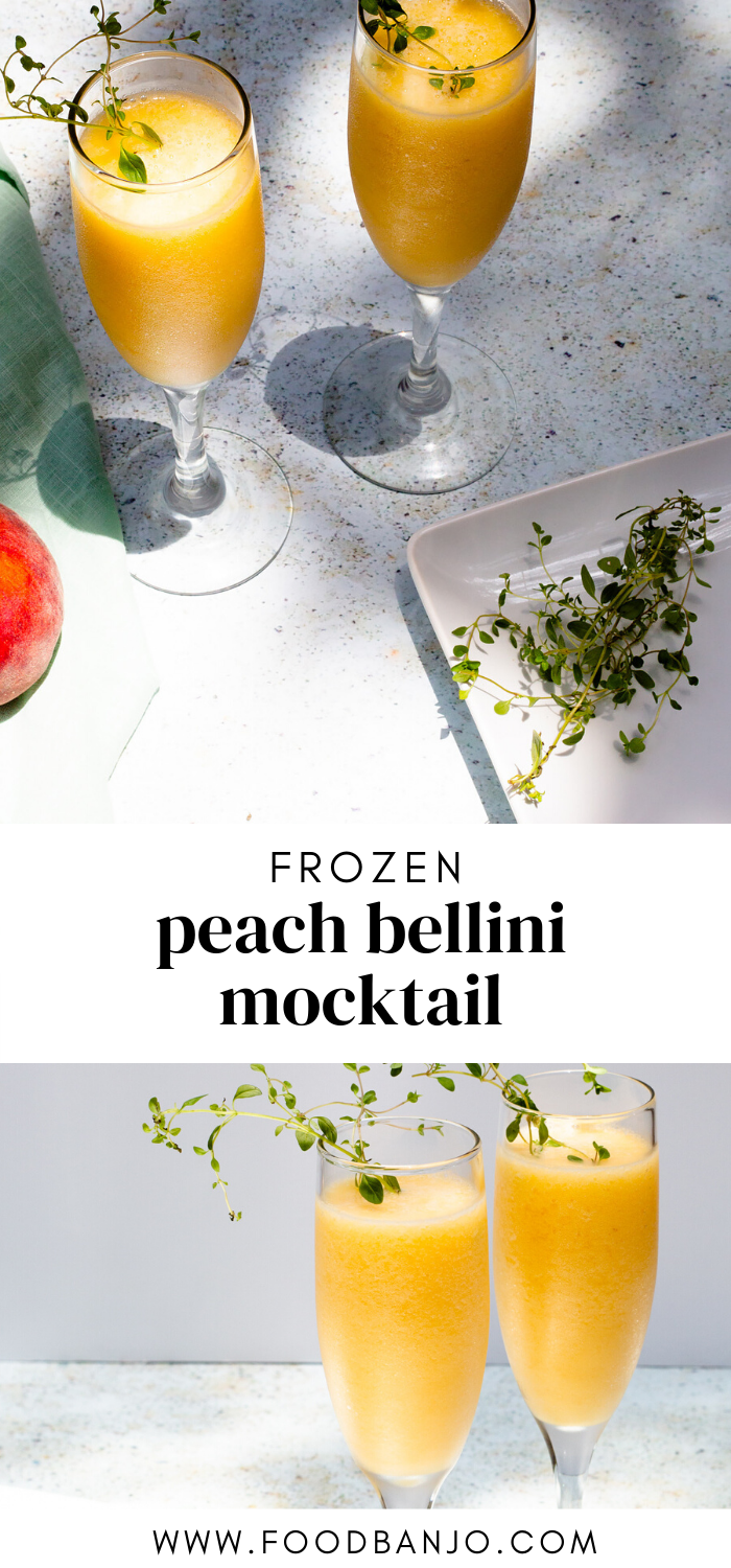 Frozen Peach Bellini Mocktail - Food Banjo
