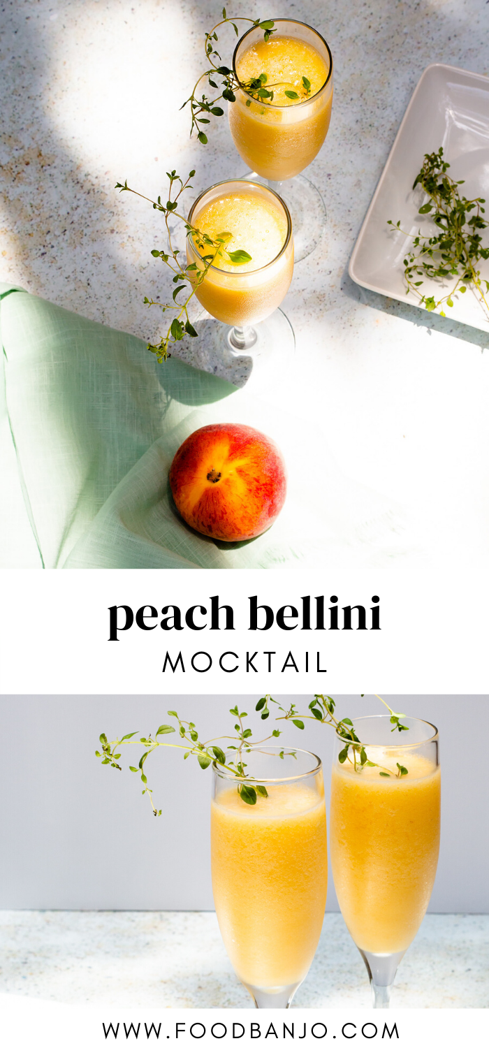 Frozen Peach Bellini Mocktail - Food Banjo