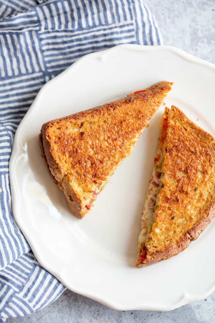 Air Fryer Caprese Grilled Cheese - Food Banjo